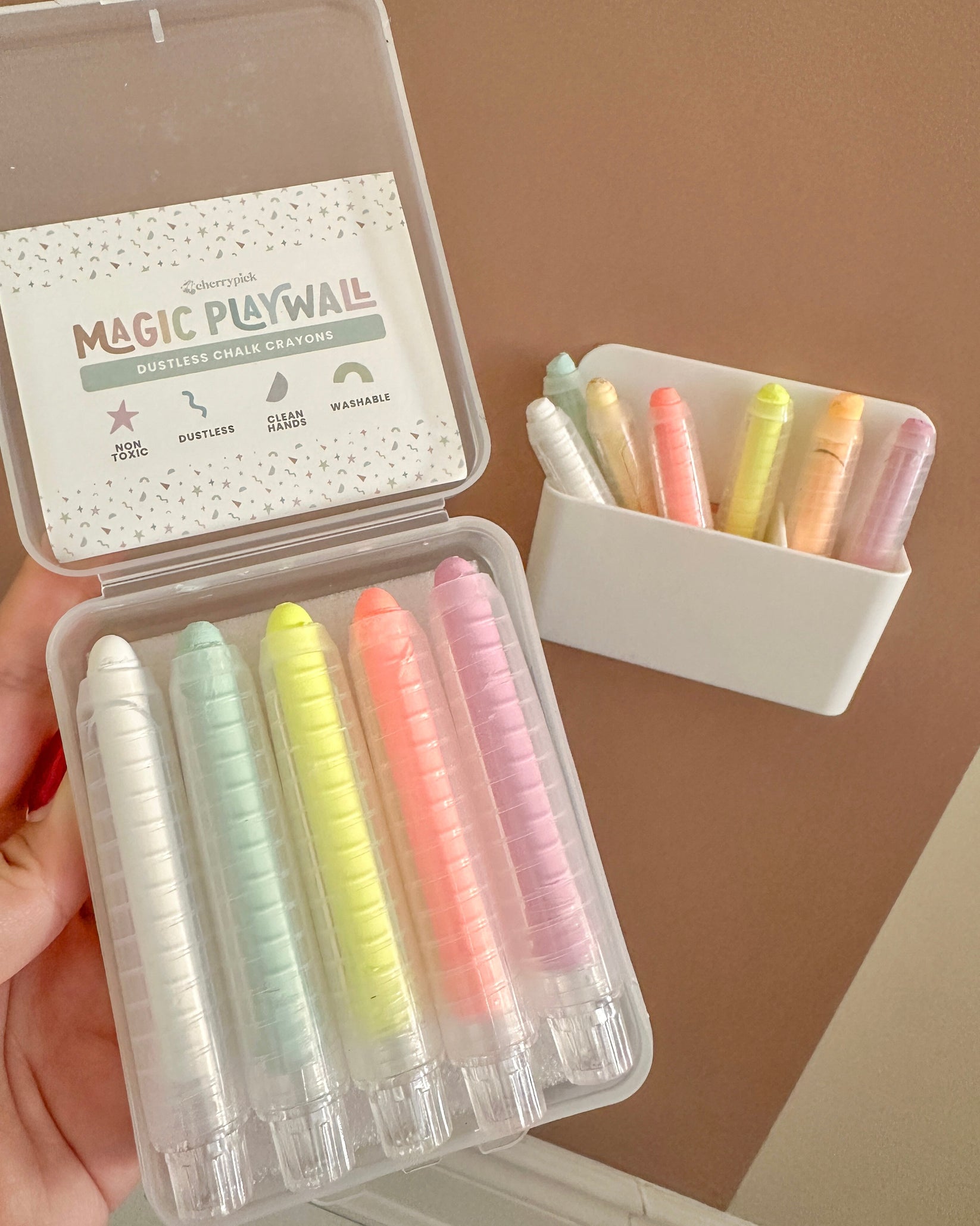 Dustless Chalk Crayons + Magnetic Holder Bundle for Magic Playwall ...